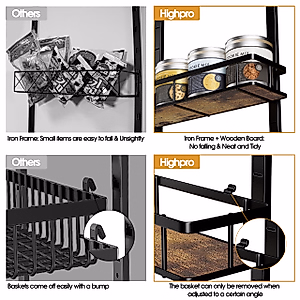 Highpro Over the Door Spice Rack Organizer Pantry, 8-Tier Hanging Pantry Door Storage with Detachable Metal Baskets & Wooden Boards for Kitchen, Bathroom, and Closet Organization