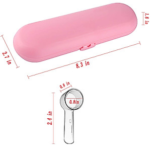Toothbrush Travel Case with Toothbrush Head Covers for Oral-B Toothbrushes | 8 Pcs Toothbrush Head Covers Compatible with Oral B Electric Toothbrush Heads (Pink)