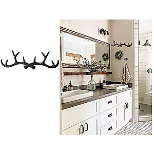 realideas Vintage Cast Iron Deer Antlers Wall Coat Hooks- Farmhouse Chic Metal Hanger Coat Rack Key Holder Jewellery Display Rack Bathroom Towels Rack Hooks(with Screws)