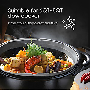 Slow Cooker Liners Compatible for Crock Pot 4-5 QT, Reusable Silicone Divider Insert, Leakproof & Dishwasher Safe, BPA Free, 3 PCS Bundle, Black