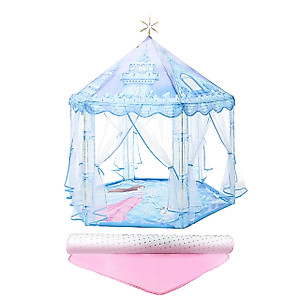 Premium Princess Play Tent - Frozen Toy for Girls with Enchanting Snowflake Lights - Spark Imagination with Princess Play Tent - Perfect for Indoor & Outdoor Play - Play Gifts Tent - Includes Cozy Rug