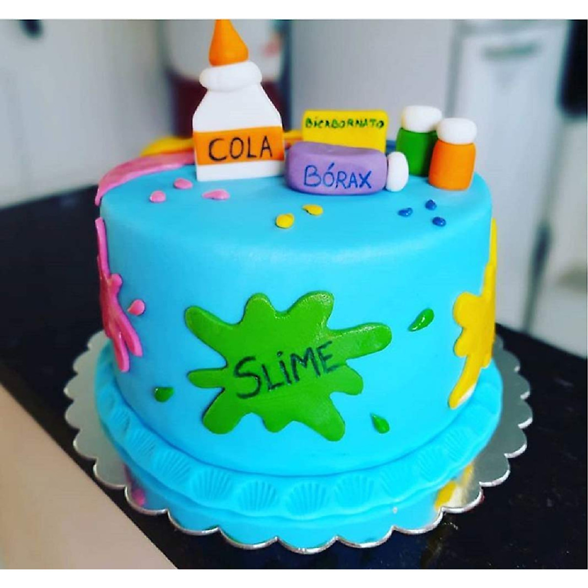 4 PCS Slime Cake Mold Slime Birthday Cake Decorations Slime Theme Party Supplies Slime Queen Cake Topper for Art Theme Party