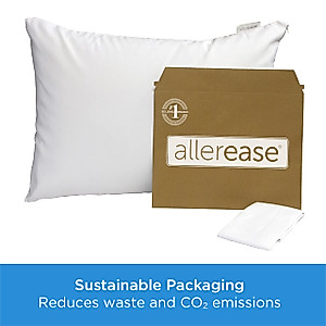 AllerEase Waterproof Pillow Protector, Allergy Pillow Protector, Zippered Pillow Protector, Standard/Queen, 2 Pack