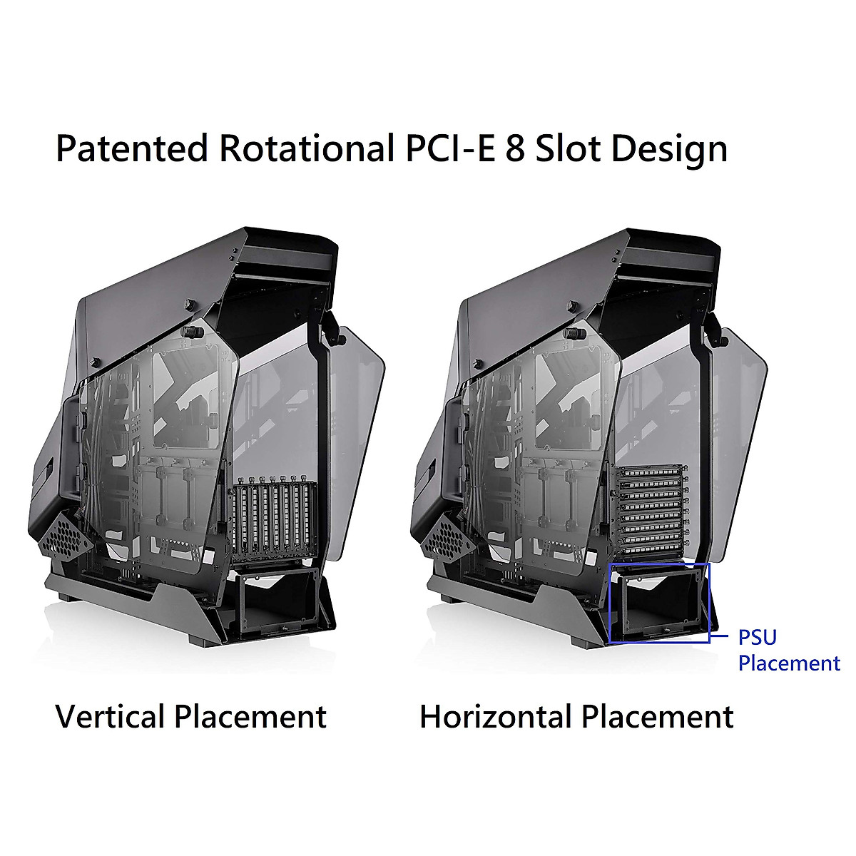 Thermaltake AH T600 Helicopter Styled Open Frame Tempered Glass Swing Door E-ATX Full Tower Case CA-1Q4-00M1WN-00