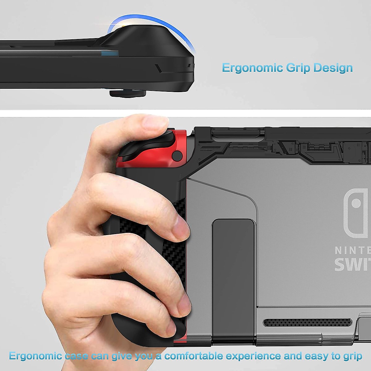 PiMivco Dockable Case for Nintendo Switch 2017,Protective Case Compatible for Nintendo Switch and Joy-Con Controller ,TPU Grip Cover with Shock-Absorption and Anti-Scratch Design(Black)…