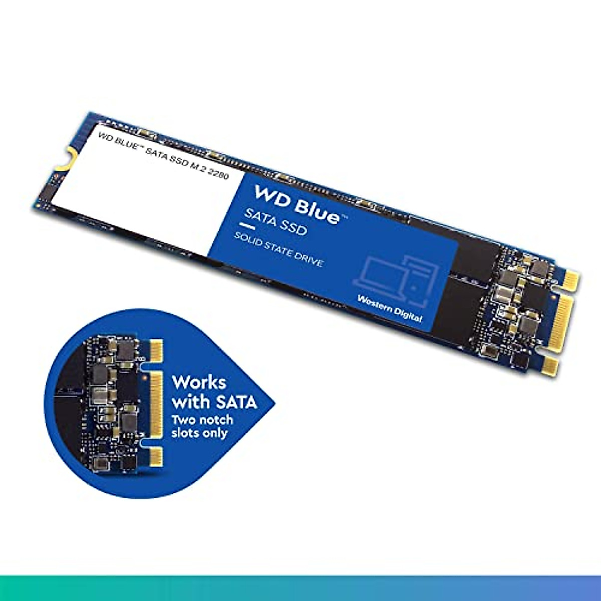 Western Digital 1TB WD Blue 3D NAND Internal PC SSD - SATA III 6 Gb/s, M.2 2280, Up to 560 MB/s - WDS100T2B0B