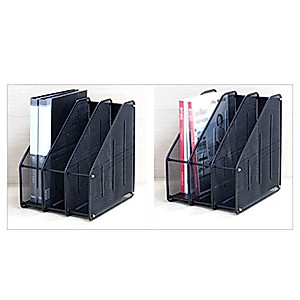 Mesh File Box Magazine Rack Box Book Shelf Storage Bar Rack Metal Disassemble Thicken Freestanding Desk Office Supplies Black 24X29.3X31CM MUMUJIN