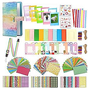 GEMHOPE Camera Accessories Colorful Bundle Kit Compatible with Fujifilm Mini 9/8/90/70/11 12 Accessory Include Film Sticker, Desk Frames, Hanging Frame, Strap, Clips (Colorful)