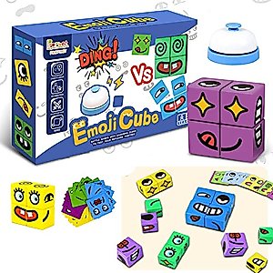 NooQee Expressions Matching Block Puzzle Educational Games Toy Face-Changing Cube Building Block for Kids Preschool 3 Years and Up