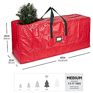 Zober Artificial Christmas Tree Storage Bag - Fits Up to 7.5 Foot Holiday Xmas Disassembled Trees with Durable Reinforced Handles & Dual Zipper - Waterproof Material Protects from Dust, Moisture & Insects (Red)