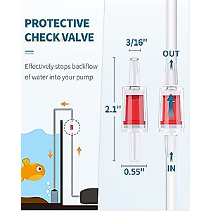Pawfly 25 Feet Black Airline Tubing Standard Aquarium Air Pump Accessories Set with Suction Cups Connectors and Check Valves