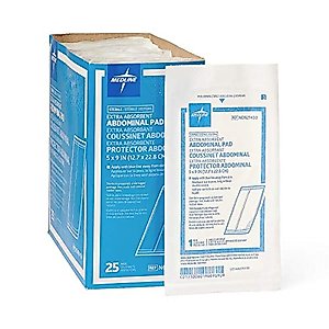 Medline Medline Sterile Abdominal Pad, NON21450H, 5 inch x 9 inch, 2 Packs of 25 Count