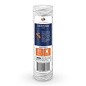 Aquaboon 5 Micron 10" x 2.5" String Wound Sediment Water Filter Cartridge | Universal Replacement for Any 10 inch RO Unit | Compatible with WP-5, AP110, CFS110, P5, WFPFC4002, WP-5, CW-MF, 50-Pack