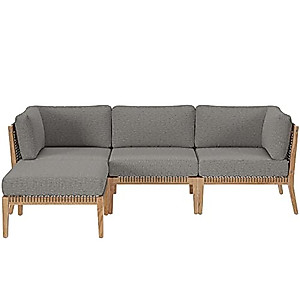Modway Clearwater Sectional, 4-Piece Set, Gray Graphite