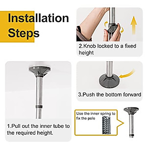 DAHOOMII Adjustable Clothes Rack Double Tension Pole Garment Display Stand Heavy Duty Coat Jacket Hanger Clothing Storage Organizer with 2 Large Shelves & 1 Hanging Rod - Grey