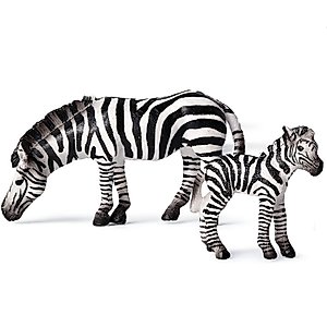 Gemini&Genius Zebras Toys, Wild Life Zoo Animal Figurines African Jungle Animal Action Figure Playset Gift for Kids Educational, Cake Toppers, Party Supplies, Animal Toy Set