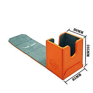 Zoopin Leather Deck Box-Orange for Collectible Cards-MTG,Yugioh,Pokeman,TES Legacy,Munchkins CCG Decks and Also Small Tokens or Dice- Hold 80 Sleeved Cards or 150 Naked Cards …