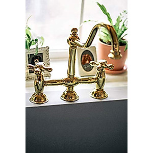 Kingston Brass KS3792AXBS Restoration Bridge Kitchen Faucet, 9", Polished Brass