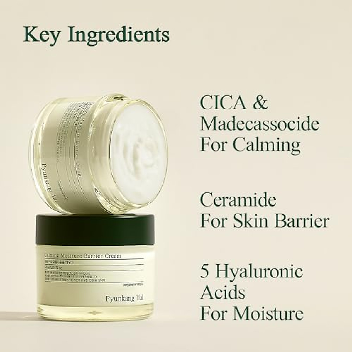 Pyunkang Yul [PKY] Calming Moisture Barrier Cream Instantly Soothes Sensitive Skin, Hyaluronic Acid & Ceramide for Hydration, Vegan, Korean Skincare (1.69 Fl. Oz, 50ml)