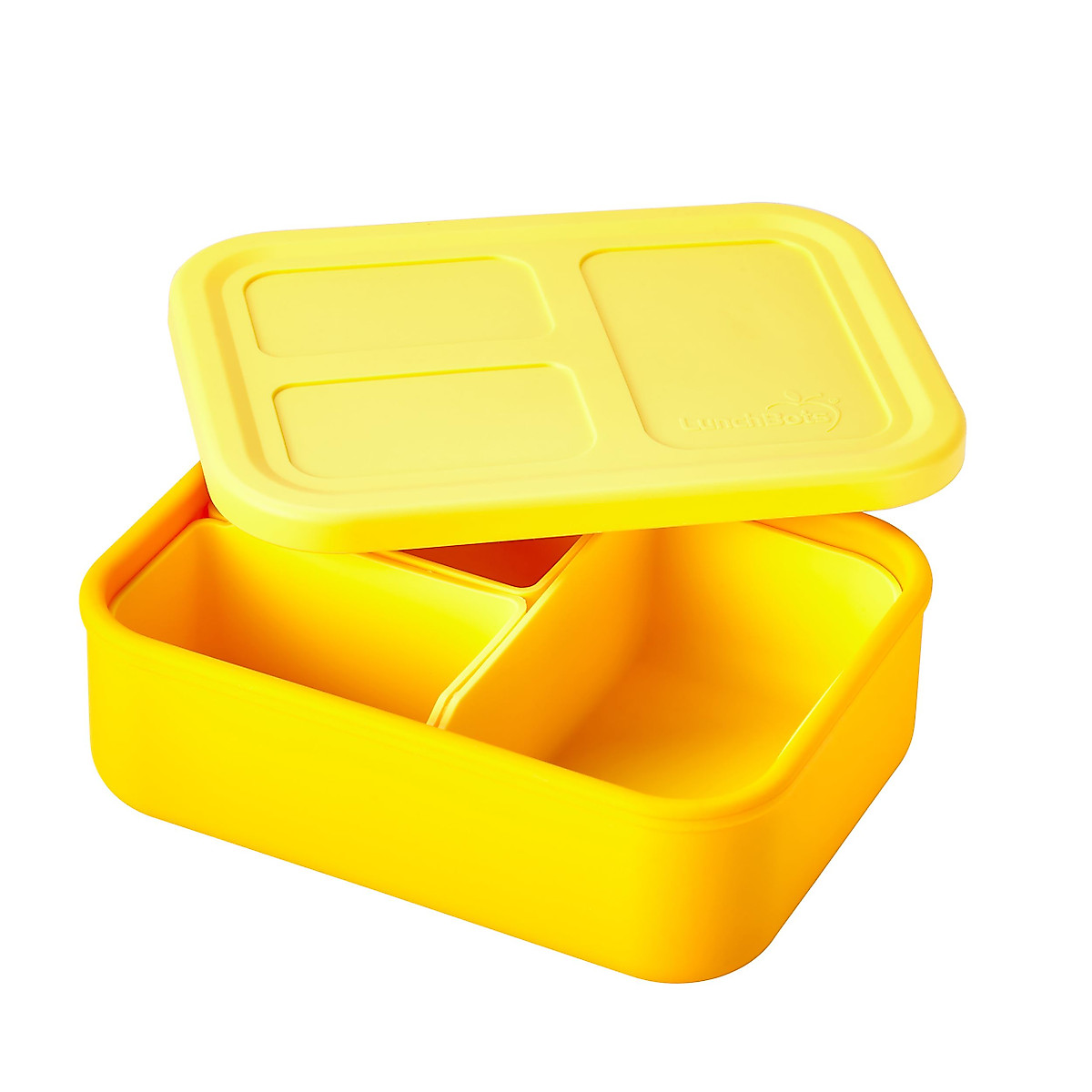 LunchBots Build -a- Bento Lunch Box, Silicone Bento Box for Kids, Multi-Compartment Lunch Container, Oven & Dishwasher Safe, BPA Free, 28 oz - Yellow
