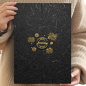 BCIBhucy Happy Birthday Signature Book, Black Gold Creative Birthday Guest Book, Birthday Signing Card Board Party Supplies, Large Birthday Guest Book 12" x 18" Birthday Decorations for Men Women