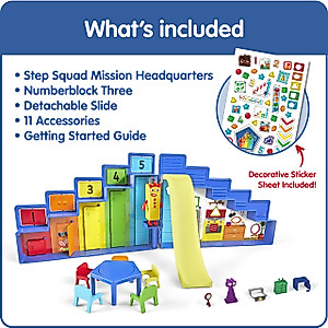 hand2mind Numberblocks Step Squad Mission Headquarters, Play Figure Playsets, Toddler Play House Toys, Action Figure Playset, Number Toys, Toy Figures, Math Toys for Kids 3-5, Birthday Gifts for Kids