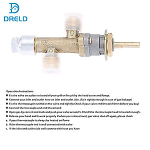 DRELD Low Pressure LPG Propane Gas Fireplace Fire Pit Flame Failure Safety Control Valve Kit, Propane Fire with 3/8" Flare Inlet & Outlet, Fits for Gas Grill, Heater, Fire Pit