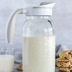 Ergo Spout WIDE mason jar pitcher, mason jar pour spout lid, (WIDE MOUTH) (1, Classic White)