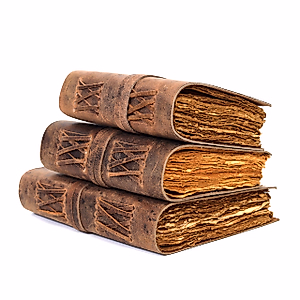 CLA Journal, Vintage Leather Journal, Handmade Deckle Edge Paper Journal, Leather Sketch Book, Leather Notebook, Leather Journal for Women, Leather Journal for Men (7 x 5 Inch, Vintage Brown)