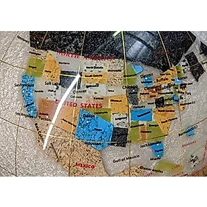 Unique Art 36-Inch by 13-Inch Floor Standing Pearl Ocean Gemstone World Globe with Gold Tripod