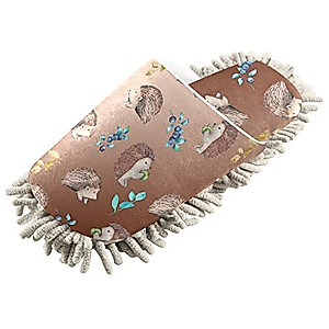 Kigai Microfiber Cleaning Slippers Hedgehog Flowers Washable Mop Shoes Slipper for Men/Women House Floor Dust Cleaner, Size L