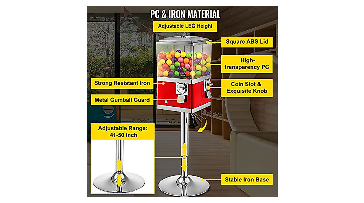 VEVOR Gumball Machine - Rotatable & Adjustable Dispenser