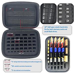 USB Flash Drive Case Memory Card Case SD SDXC SDHC Card Holder Organizer Thumb Drive Case USB Drives Storage Case for Sandisk/Samsung/SamData/Inland/PNY/Netac/JBOS (Case Only with Label and Strap)