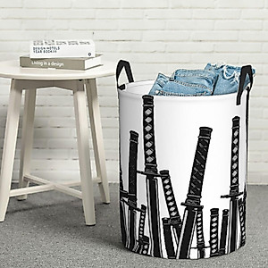 Laundry Basket Katanas In Anime Laundry Hamper Basket Durable Oxford Fabric Waterproof Portable With Handle For Family/Bathroom/Bedroom Dirty Storage Clothes Basket