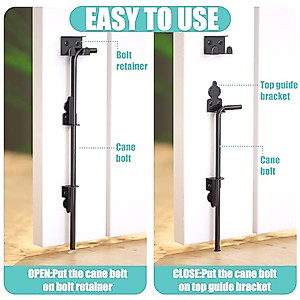 24 Inch Heavy Duty Cane Bolt Gate Drop Rod Gate Hardware,Solid Steel Gate Ground,Wooden Fence Latch for Gates, Metal Gates Doors Stopper for Gate Ground,Black Finish