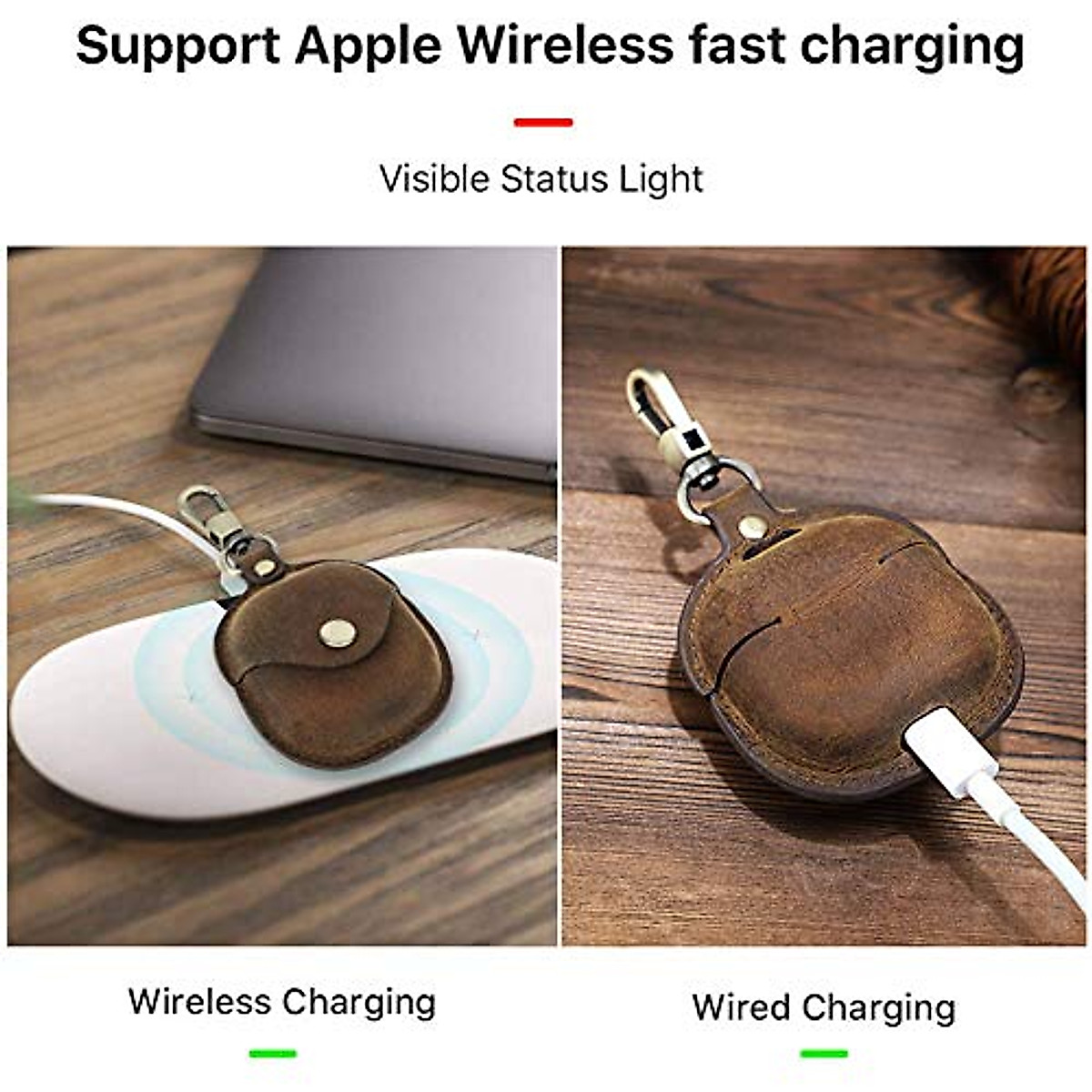 Genuine Leather Case for Galaxy Buds Live,Hiram Crazy Horse Leather Portable Travel Case for Galaxy Buds Live,Headphone Cases for Galaxy Buds Live Charging Case(coffee)