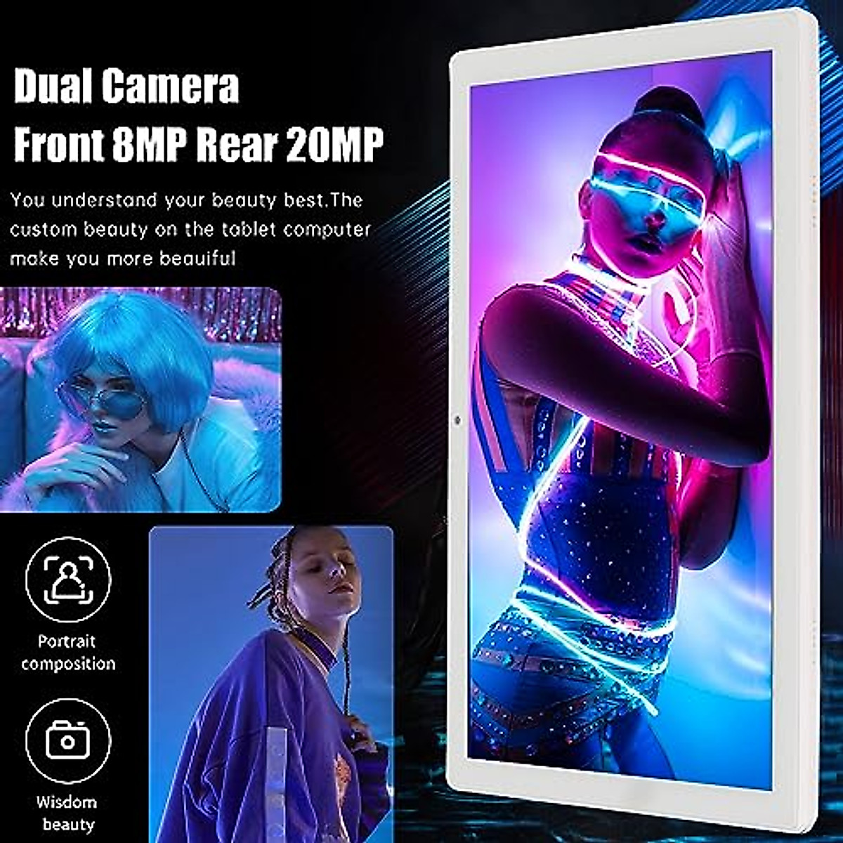 DAUERHAFT HD Tablet, Octa Core Processor 100-240V Gaming Tablet Front 8MP Rear 20MP for Android 11.0 for School (#1)