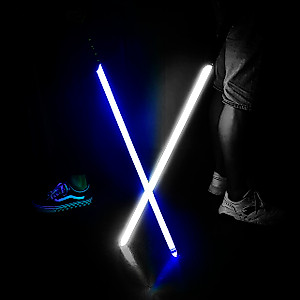 YDDSABER Pro Lightsaber, Jedi Sith Force FX LED Heavy Dueling, Rechargeable Light Saber for Adults & Kids, Metal Hilt, Loud Sound, High Light with FOC, Blaster (White)