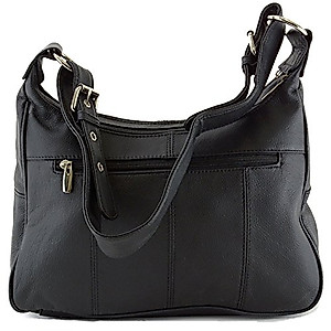 Womens Genuine Leather Shoulder Bag Tote Organizer Purse Hobo Handbag Black