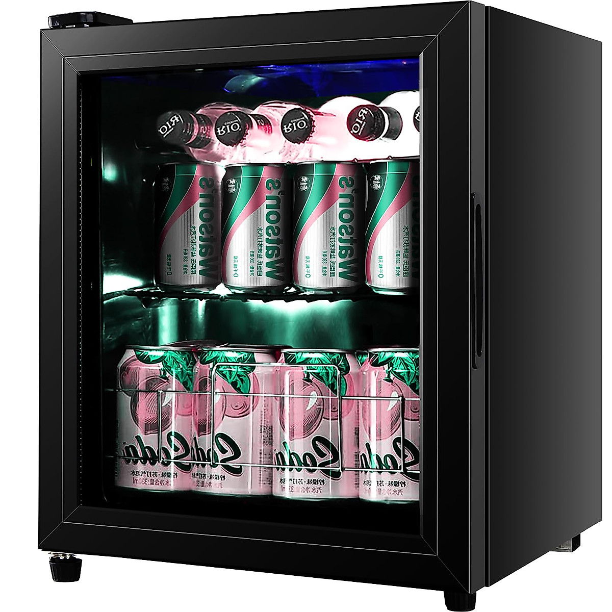 DRIXNO Beverage Refrigerator Mini Small Fridge 75 Cans Drink/Wine/Beer Cooler with Glass Door Office/Bar/Bedroom Compact Refrigerator