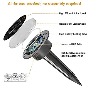 ARMXY Solar Ground Lights, Soil Moisture Monitoring Solar Garden Lights, Waterproof Solar Disk Lights for Pathway, Yard, Landscape, Walkway, Lawn, Driveway Decor, 6 Pack