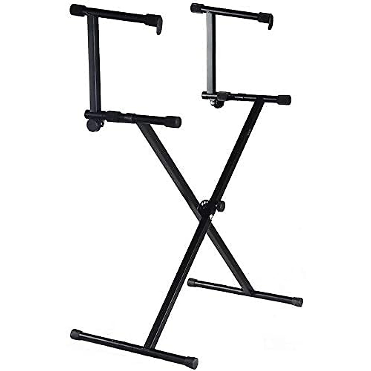 MIYAKO Double Piano Stand with Adjustable Height and Locking Straps constructed with High Strength Steel for Durability - Ideal for Two a Keyboard Stand (D-11)