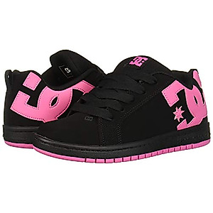 DC Unisex-Child Court Graffik Low Top Skate Shoe Sneaker, Black/Pink, 2 M M US Big Kid
