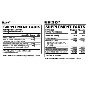 Burn-XT Thermogenic Fat Burner, Lean PM Nighttime Fat Burner & Sleep Aid, Lean-XT Caffeine Free Fat Burner
