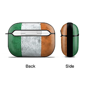 Compatible with Airpods Pro Case Cover 2019 - Irish Flag Pattern, Protective Case for Apple AirPod Charging with Keychain Shockproof for Girls Women Men - Black