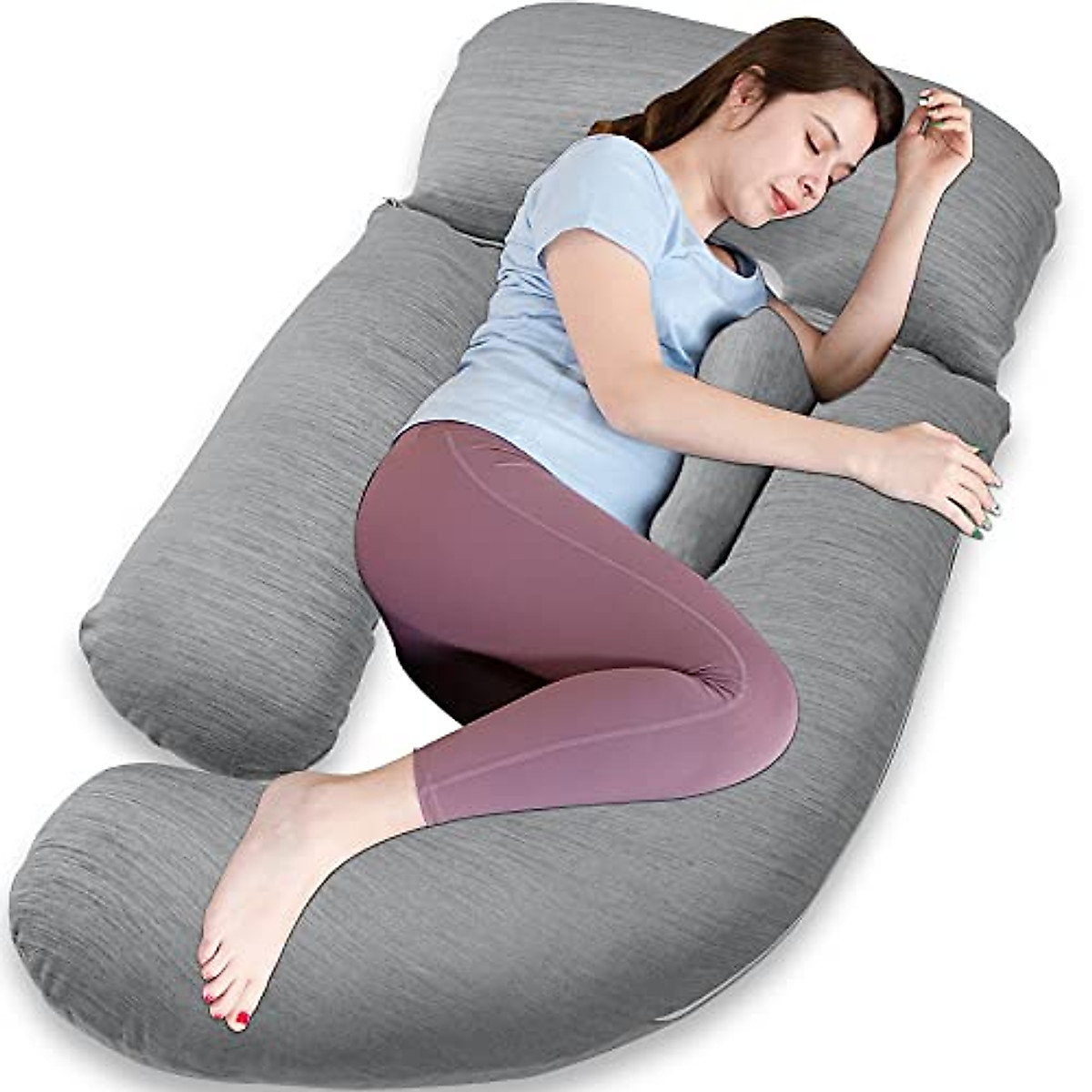 AS AWESLING 60in Pregnancy Pillows for Sleeping | Detachable Maternity Pillow for Pregnant Women | Extra Large Full Body Pillow for Pregnancy (Cool Gray)