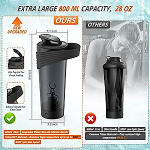 28oz Electric Protein Shaker Bottles, USB Rechargeable Protein Shaker for Protein Mixes Pre Workout Supplement Blender Shaker Protein Bottles Portable Gym Water Bottle Mixer Cup for Coffee Chocolate