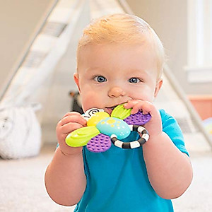 Sassy Flutterby Teether | Water-Filled Teether Soothes Gums | Variety of Textures Massage Gums | For Ages 3 Months and Up (80106)