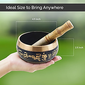 Singing Bowl for Meditation, Stress Relief | Tibetan Singing Bowl | Meditation Accessories | Metal Bowl | Meditation Music for Relaxation & Gifting