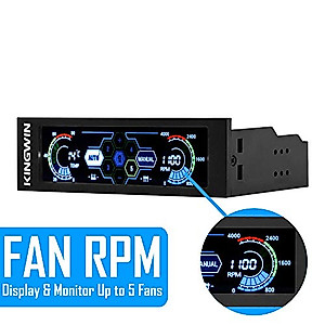 Kingwin FPX-007 Performance 5.25” Touchscreen LCD Fan Controller Cooling with Liquid Crystal Display Module. Features Temperature Monitor, RPM Display, and Fan Fail Alarm